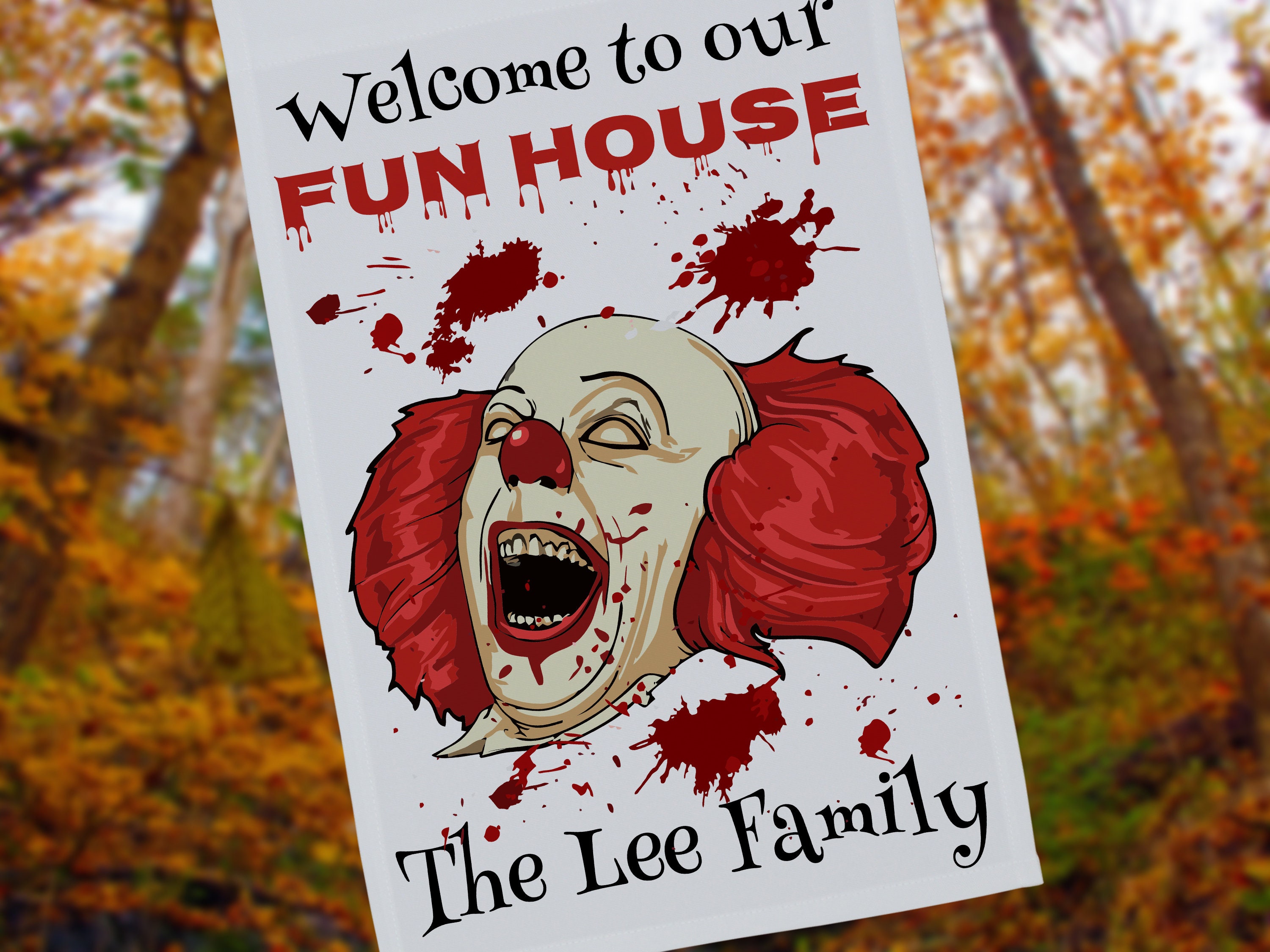 Personalized Halloween Creepy Clown Flag Welcome to Our Fun | Etsy