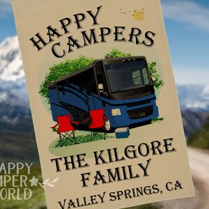 Happy Campers, Personalized Class A Motorhome Camp Flag, Campsite Flag ...