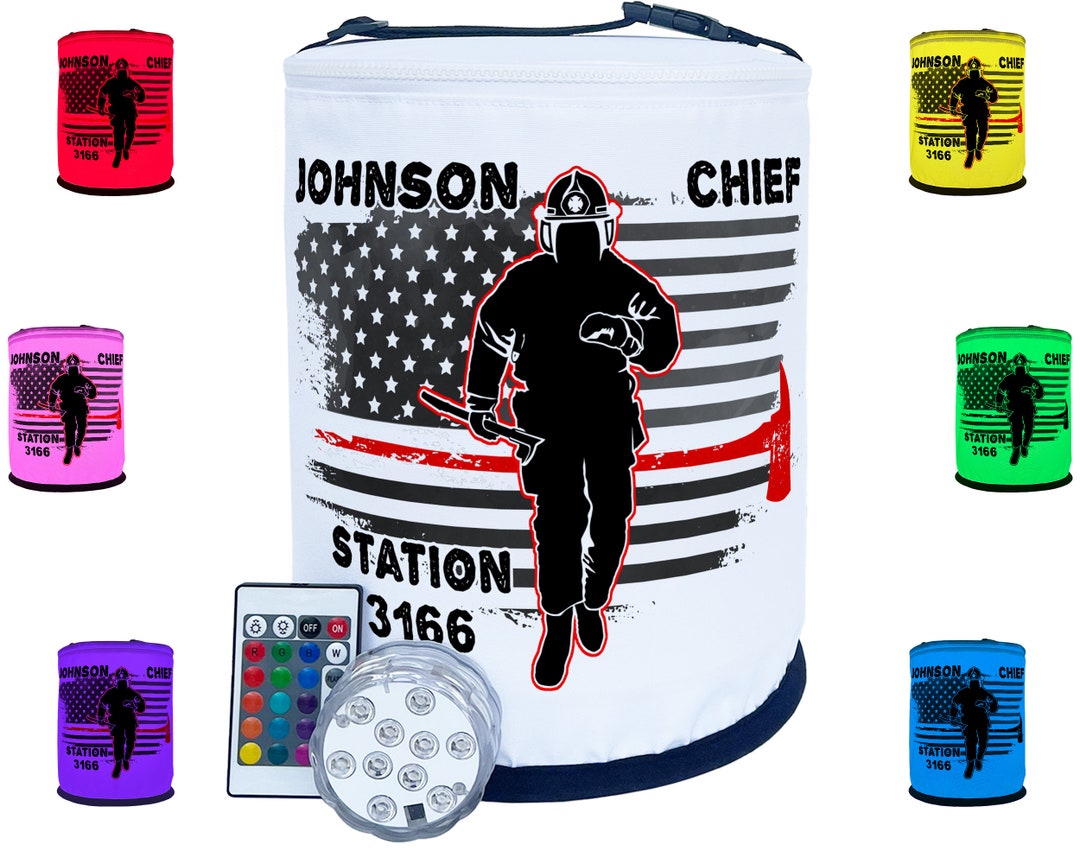 Personalized Color Changing Firefighter Lantern Decoration, Thin Red ...