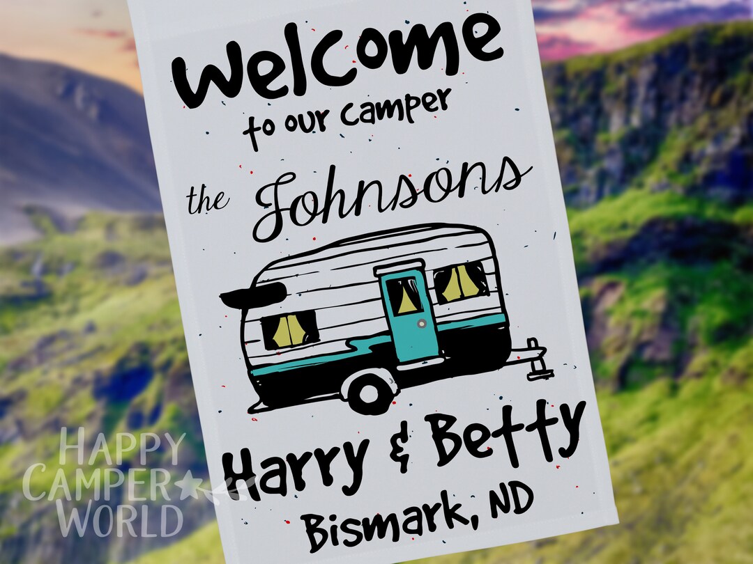 Welcome to Our Camper Personalized Garden Flag, RV Gift, Vintage RV ...