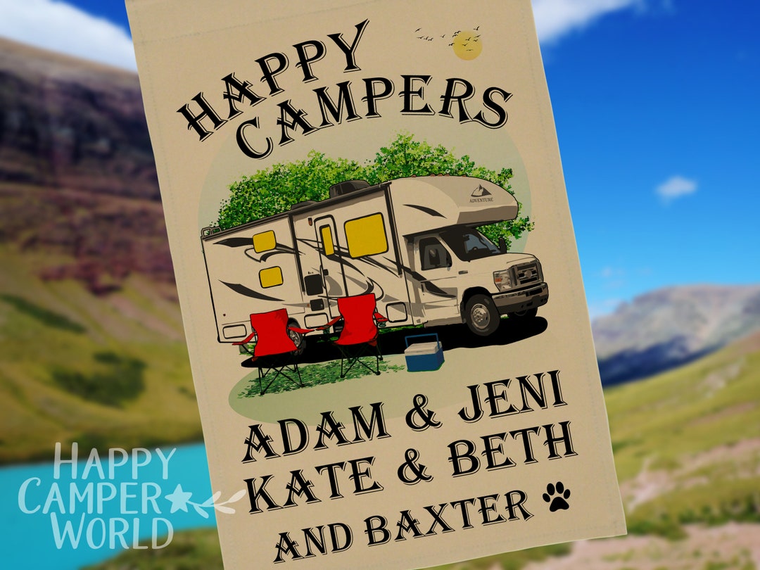 Happy Campers Personalized Class C Motorhome Garden Flag, Camping Sign ...