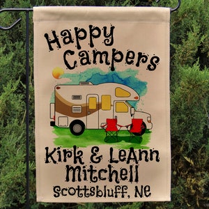 Happy Campers Personalized Class C Motorhome Campsite Flag, Campsite ...
