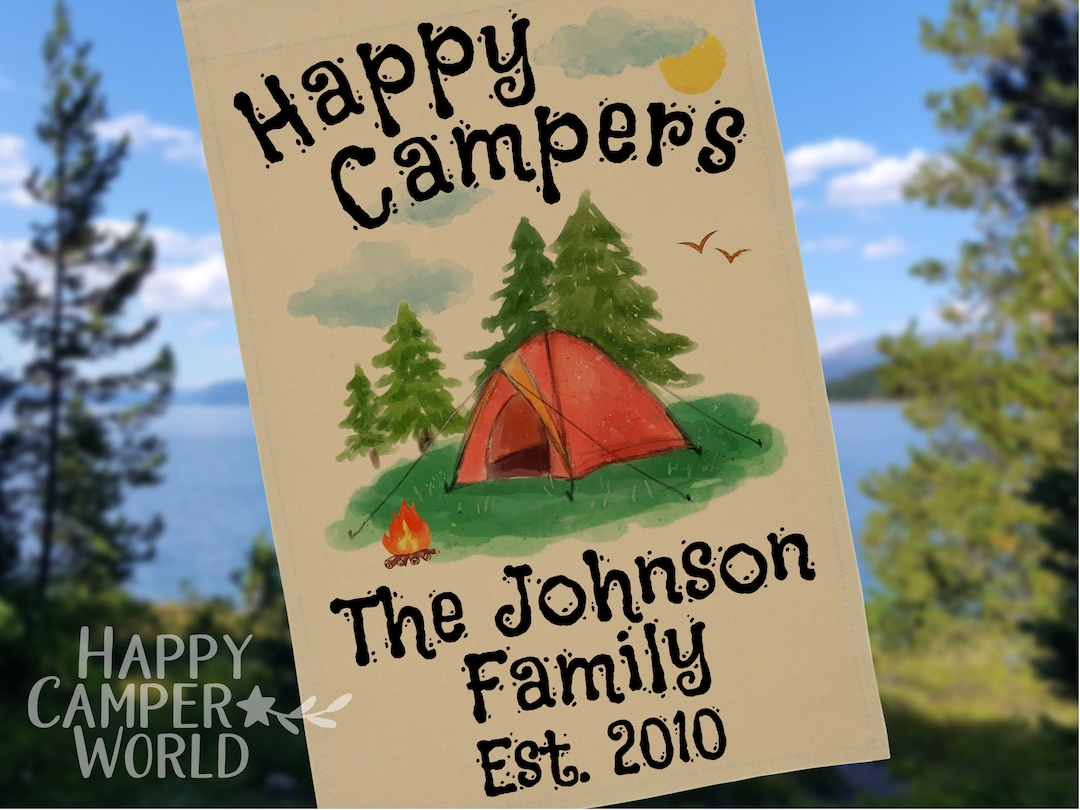 Happy Campers Tent Camping Flag, Personalized Campsite Flag, Camping ...