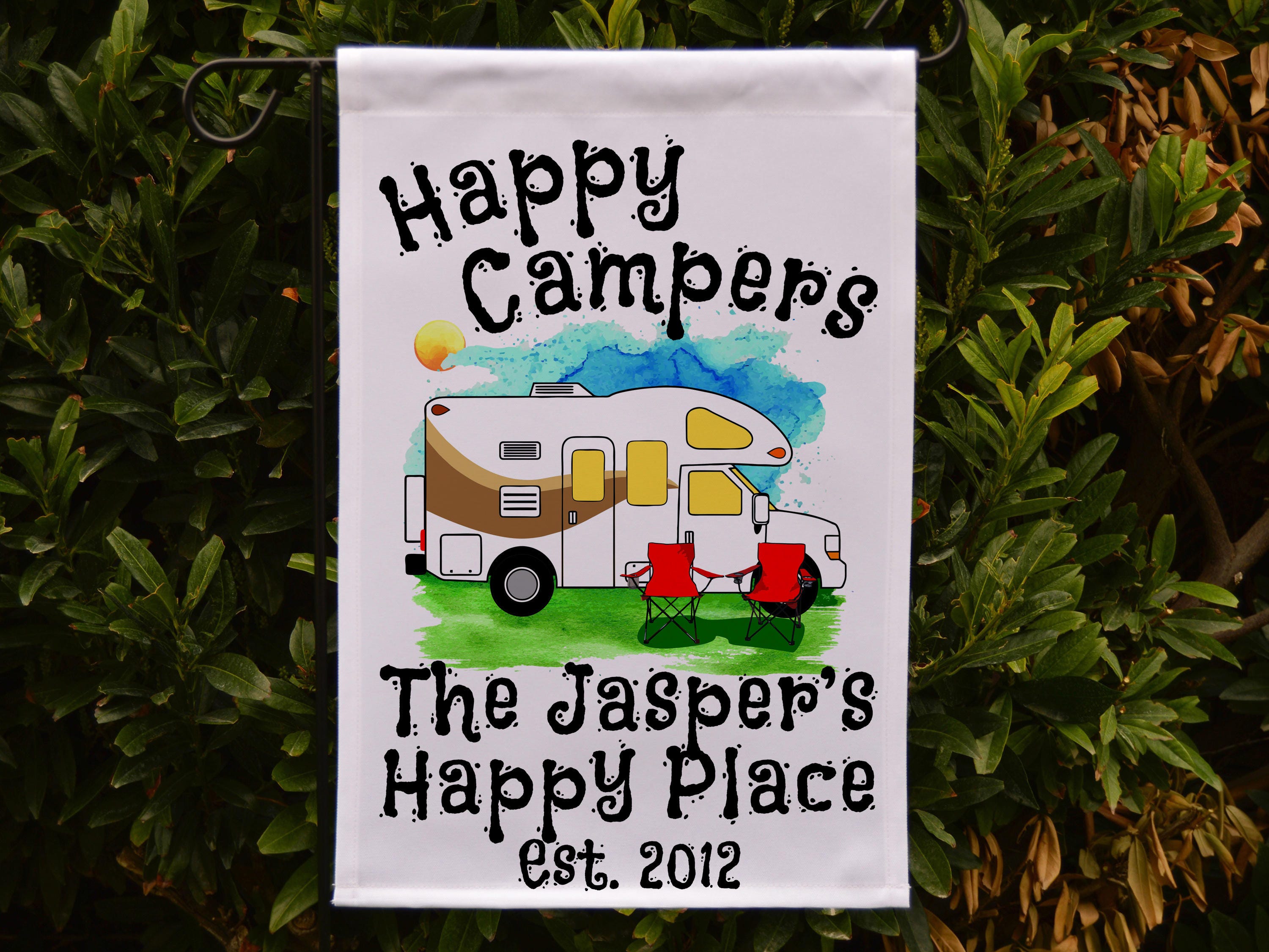 Happy Campers Personalized Class C Motorhome Garden Flag, Camp Banner ...