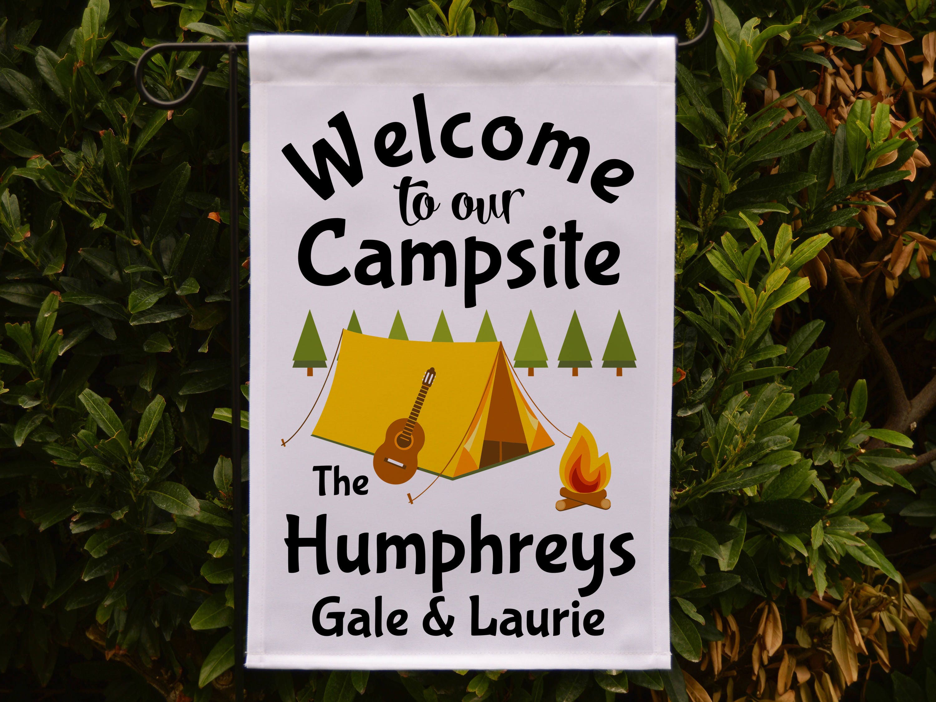 Welcome to Our Campsite Personalized Camping Garden Flag, Camping Sign ...