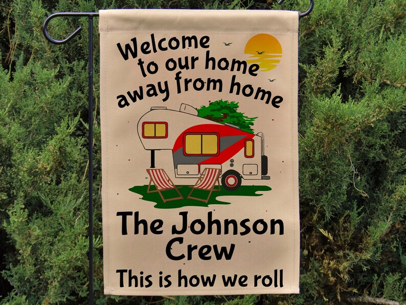 Personalized 5th Wheel Camper Flag, Fifth Wheel Sign, RV Garden Flag ...