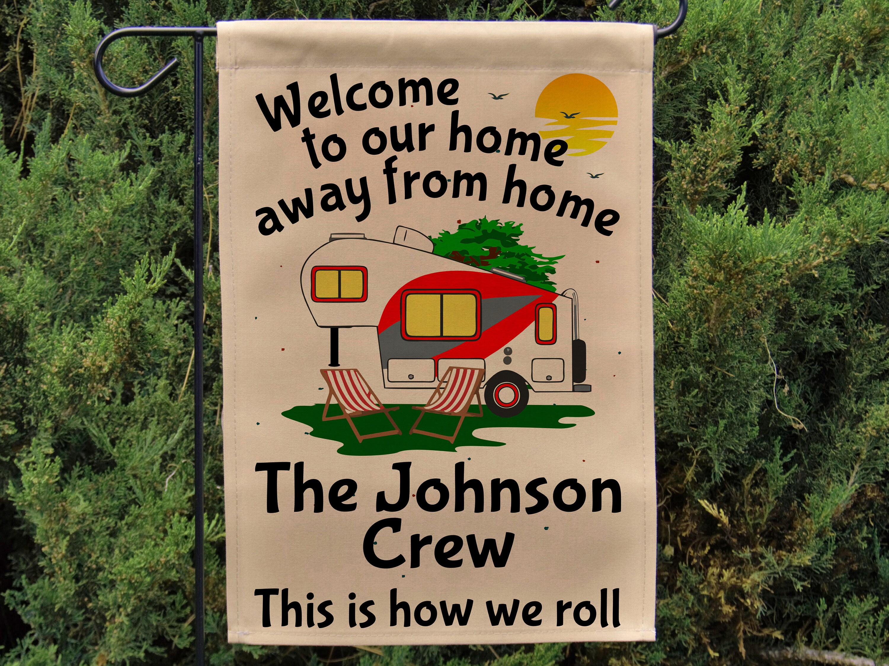 Personalized 5th Wheel Camper Flag, Fifth Wheel Sign, RV Garden Flag ...