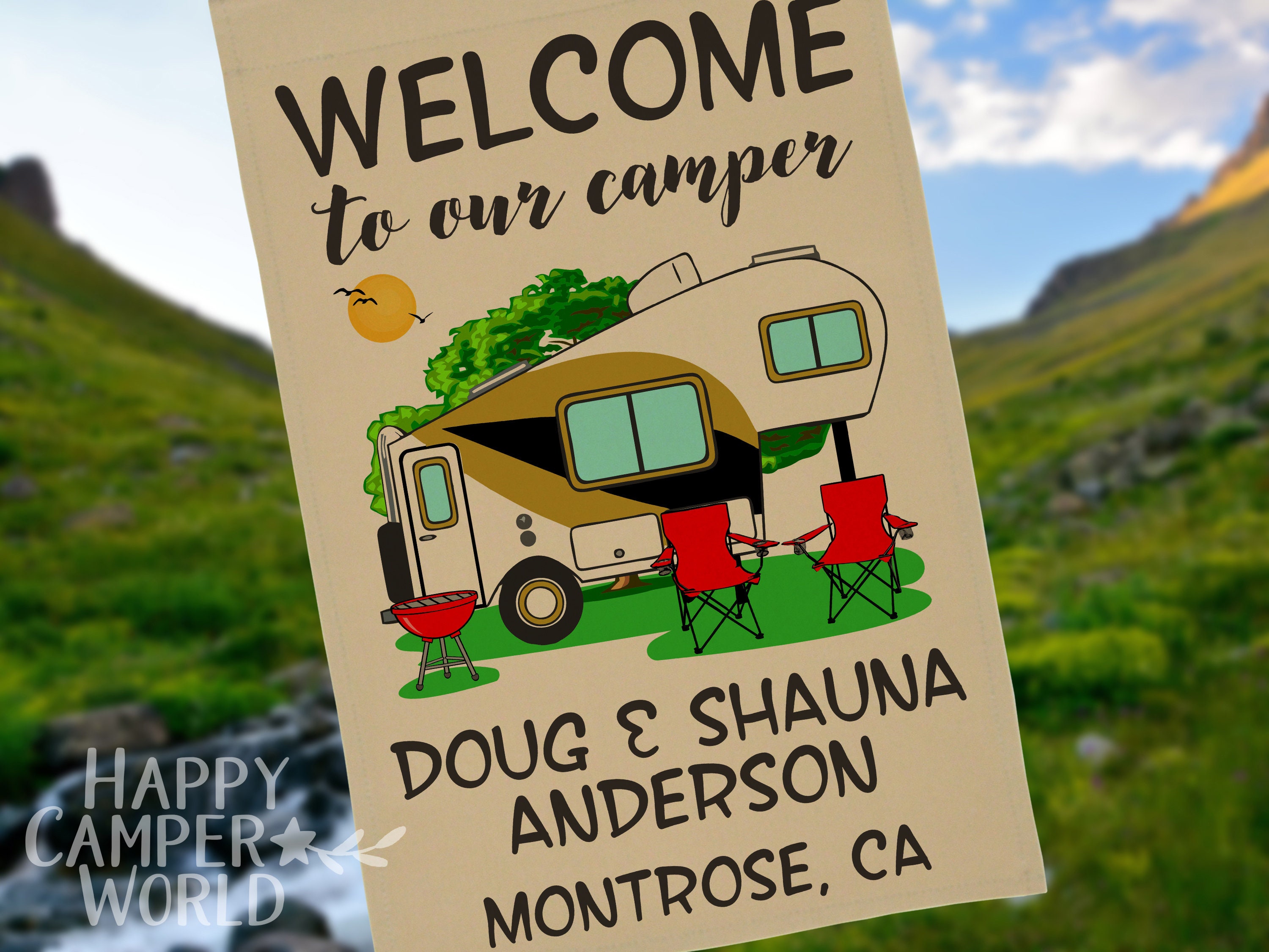 Welcome to Our Camper Personalized Camping Sign, RV Gift, Fifth Wheel ...