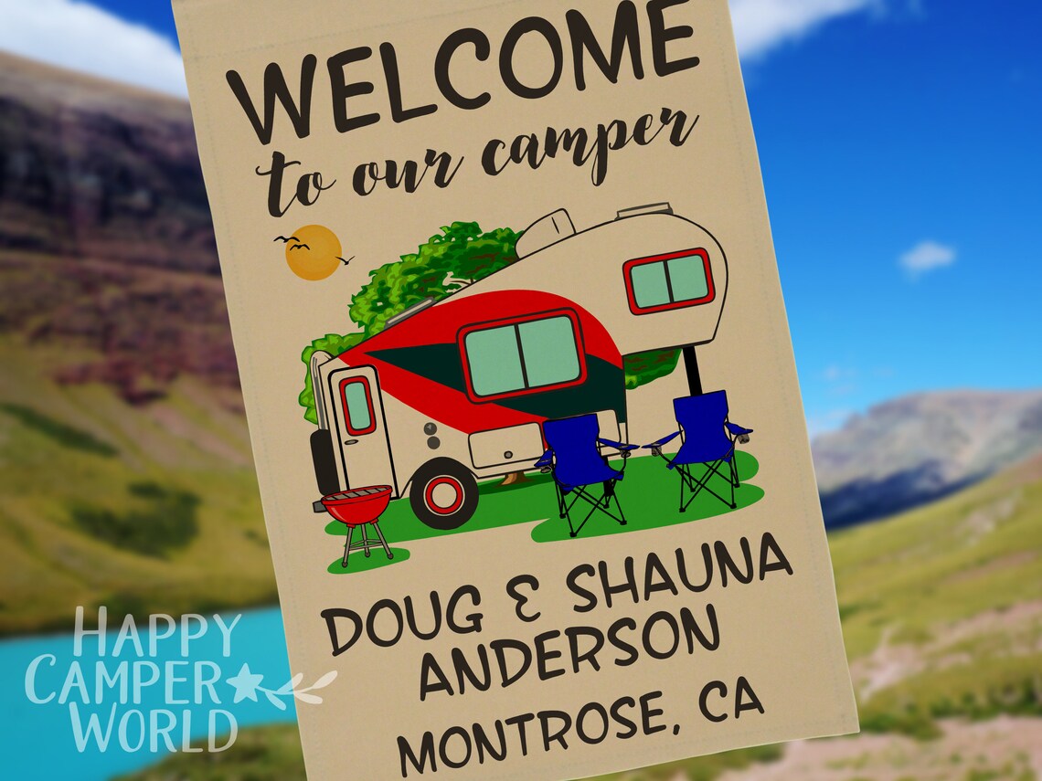 Welcome to Our Camper Personalized Camping Sign RV Gift | Etsy