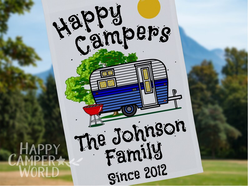 Personalized happy Campers Campsite Flag With - Etsy