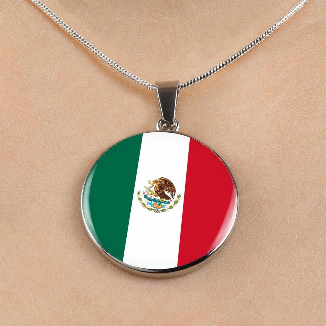 Mexican Flag Luxury Necklace - Mexico Pride Jewelry Gift for Her ...