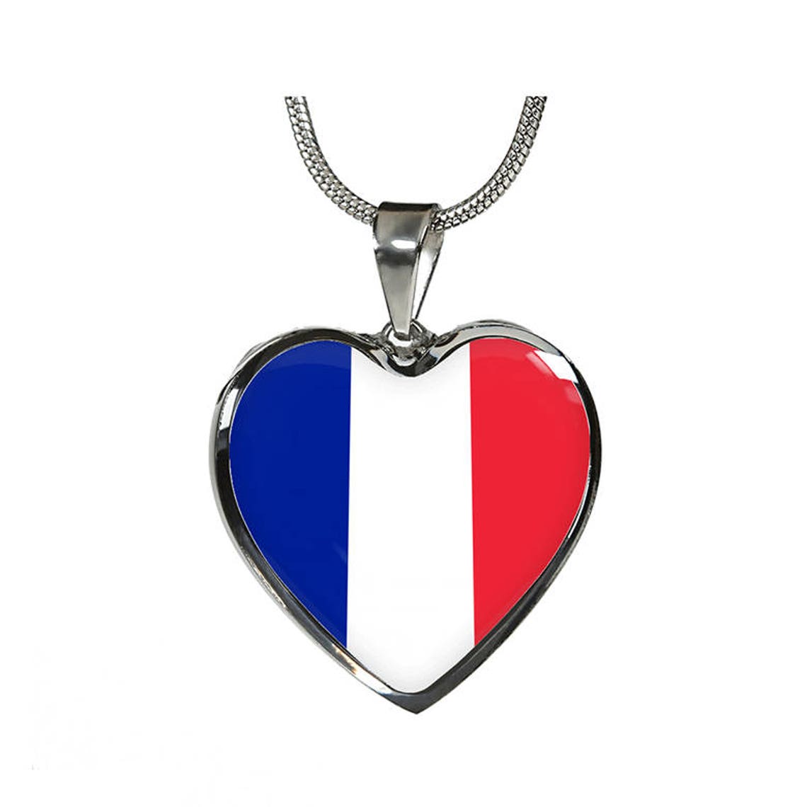 French Flag Heart Pendant Luxury Necklace - Patriotic Jewelry Gift for ...