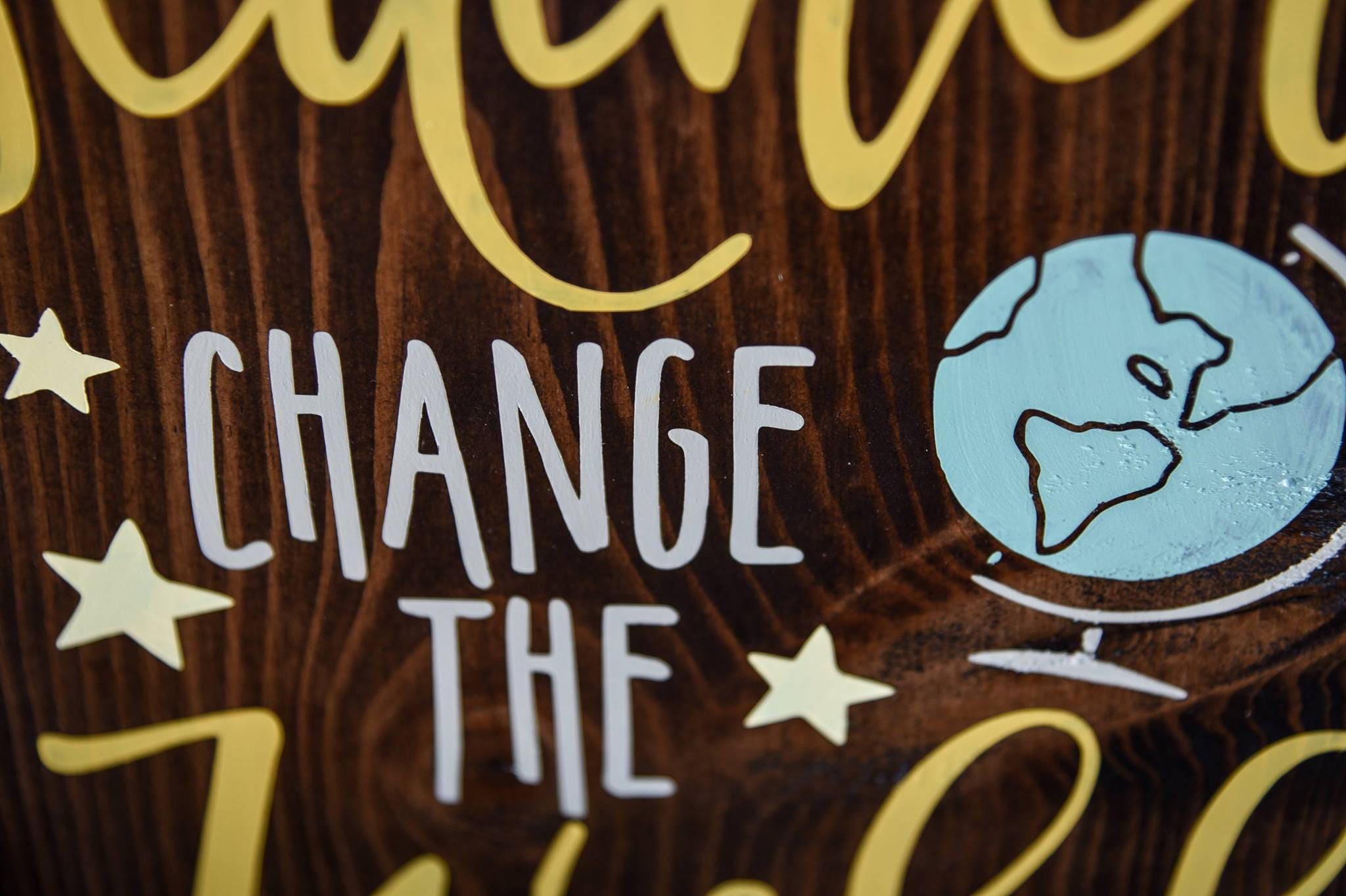 Teachers change the world wood sign I Teacher sign I | Etsy