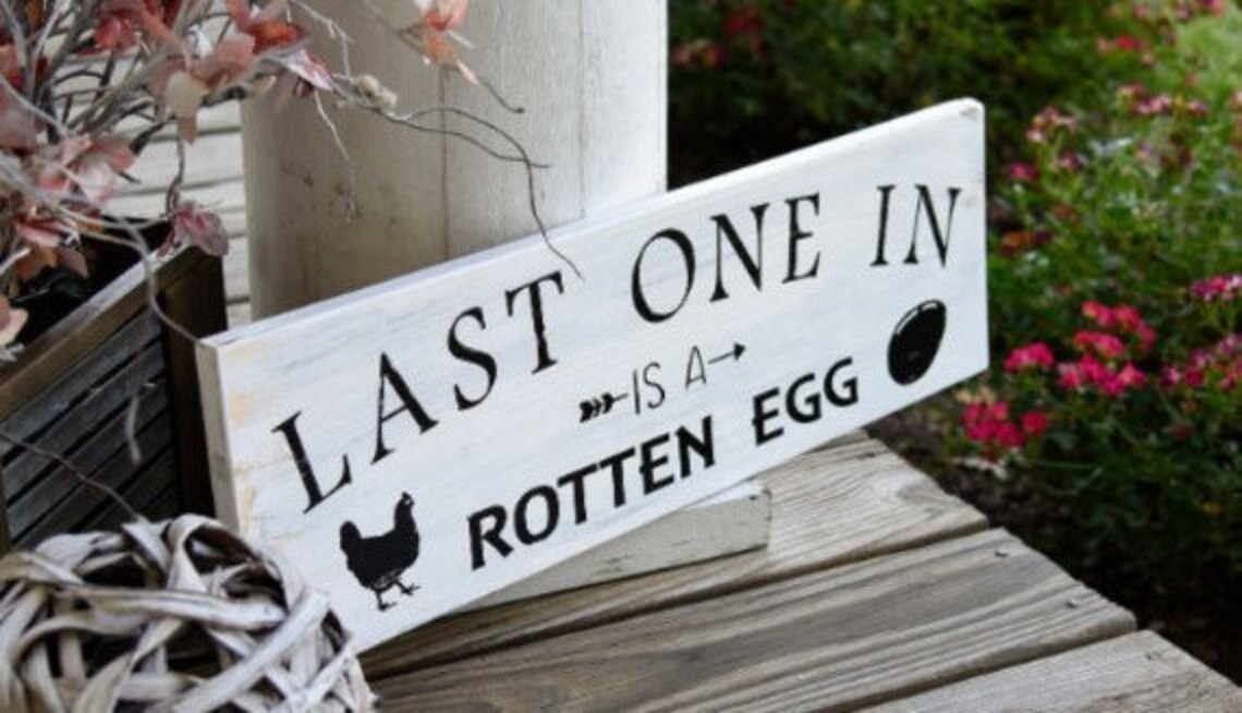 Last One in is a Rotten Egg Wood Sign I Chicken Coop Sign I - Etsy