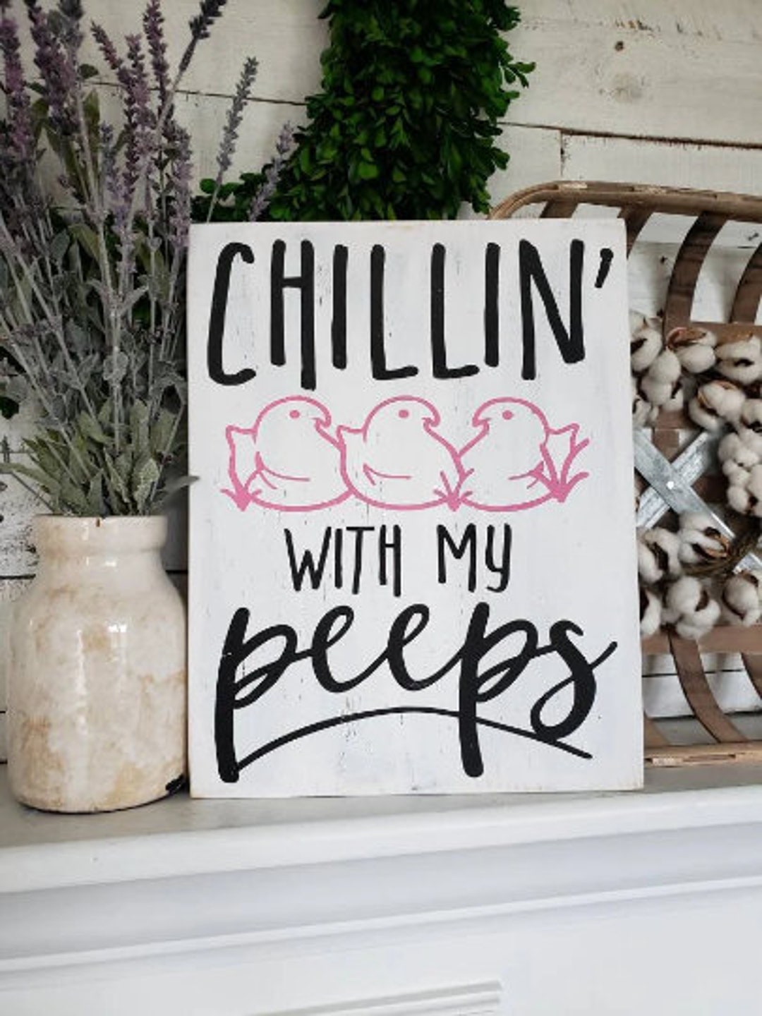Chillin With My Peeps Wood Sign I Easter I Easter Sign I Easter Decor I ...