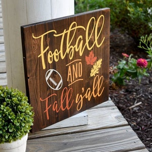 Football and Fall Y'all Wood Sign I Football Sign I Football Decor I ...