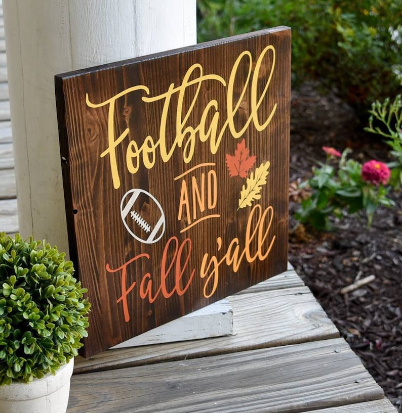 Football and Fall Y'all Wood Sign I Football Sign I Football Decor I ...