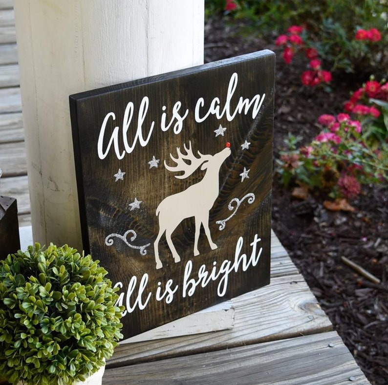 All is Calm All is Bright Wood Sign I Christmas I Christmas - Etsy