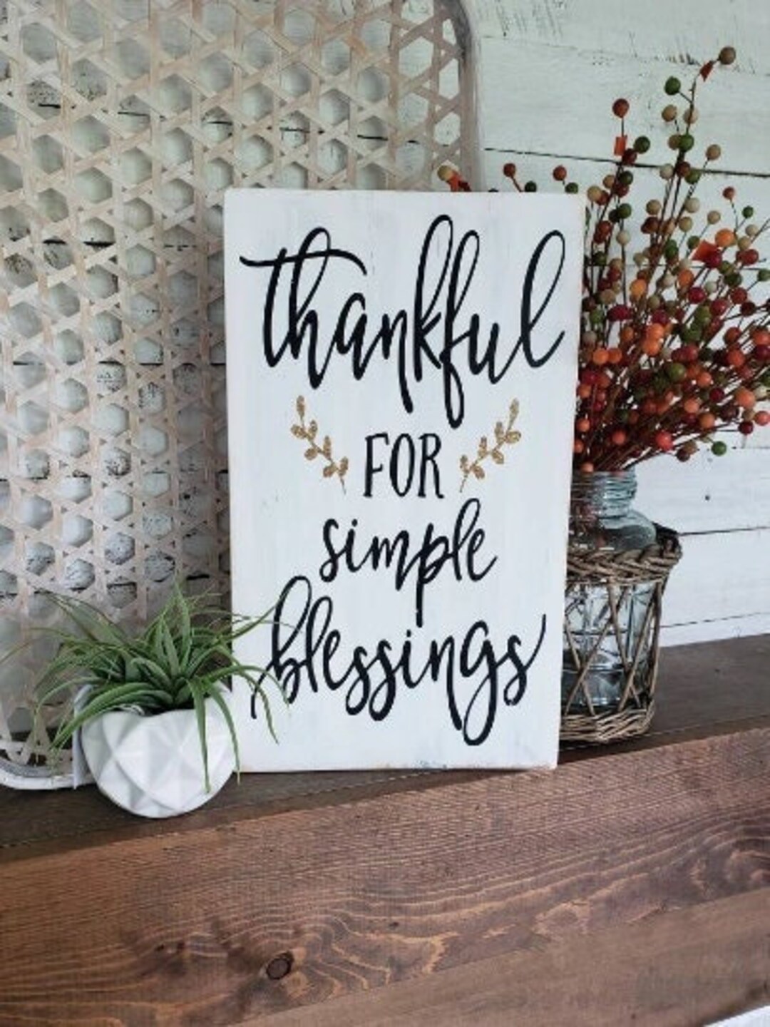 Thankful for Simple Blessings Wood Sign I Thankful I Blessings I Fall ...
