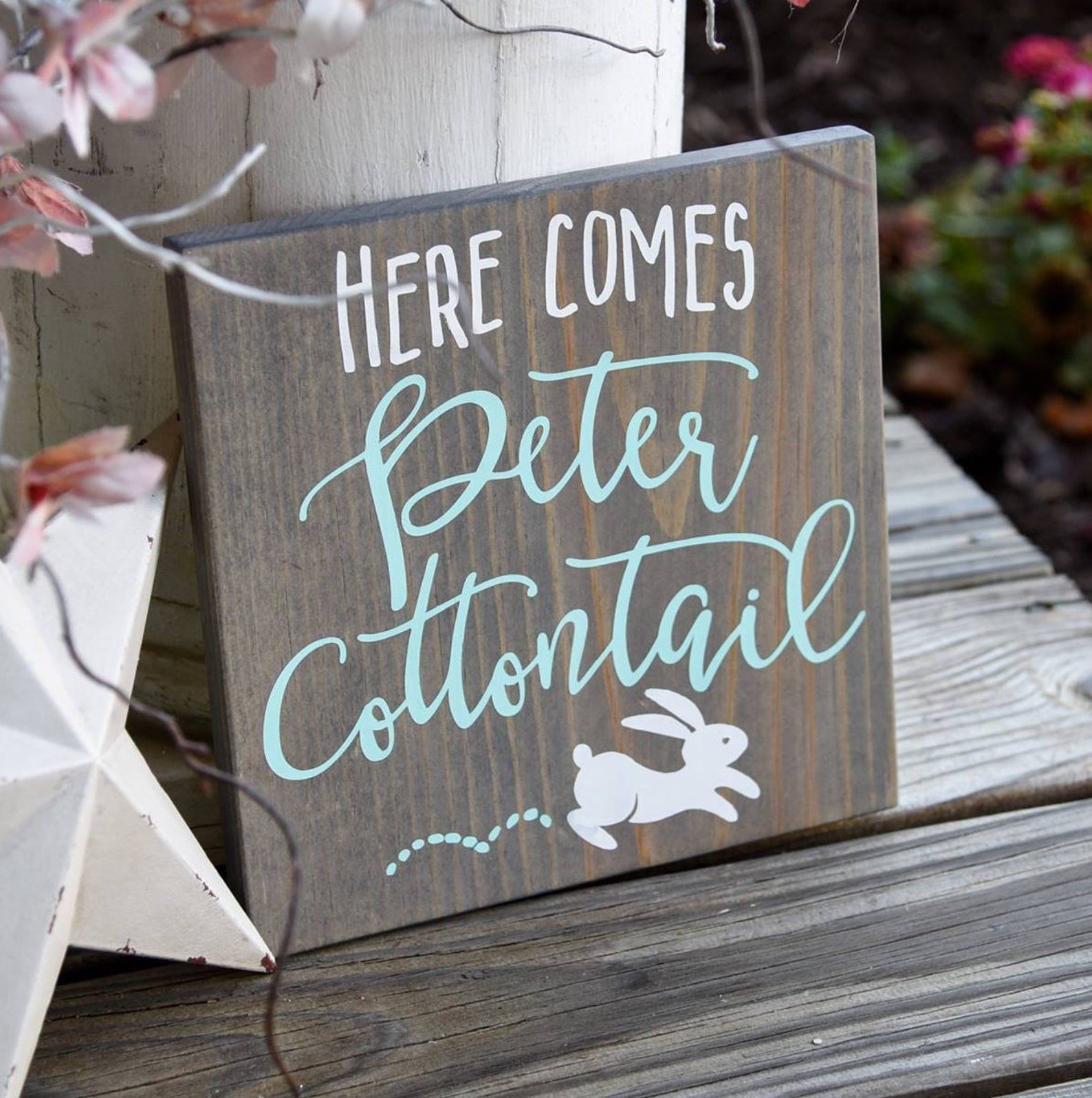Here Comes Peter Cottontail Wood Sign I Easter I Easter Sign I Easter ...