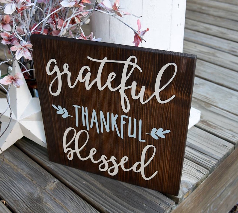 Grateful Thankful Blessed wood sign I Grateful sign I | Etsy