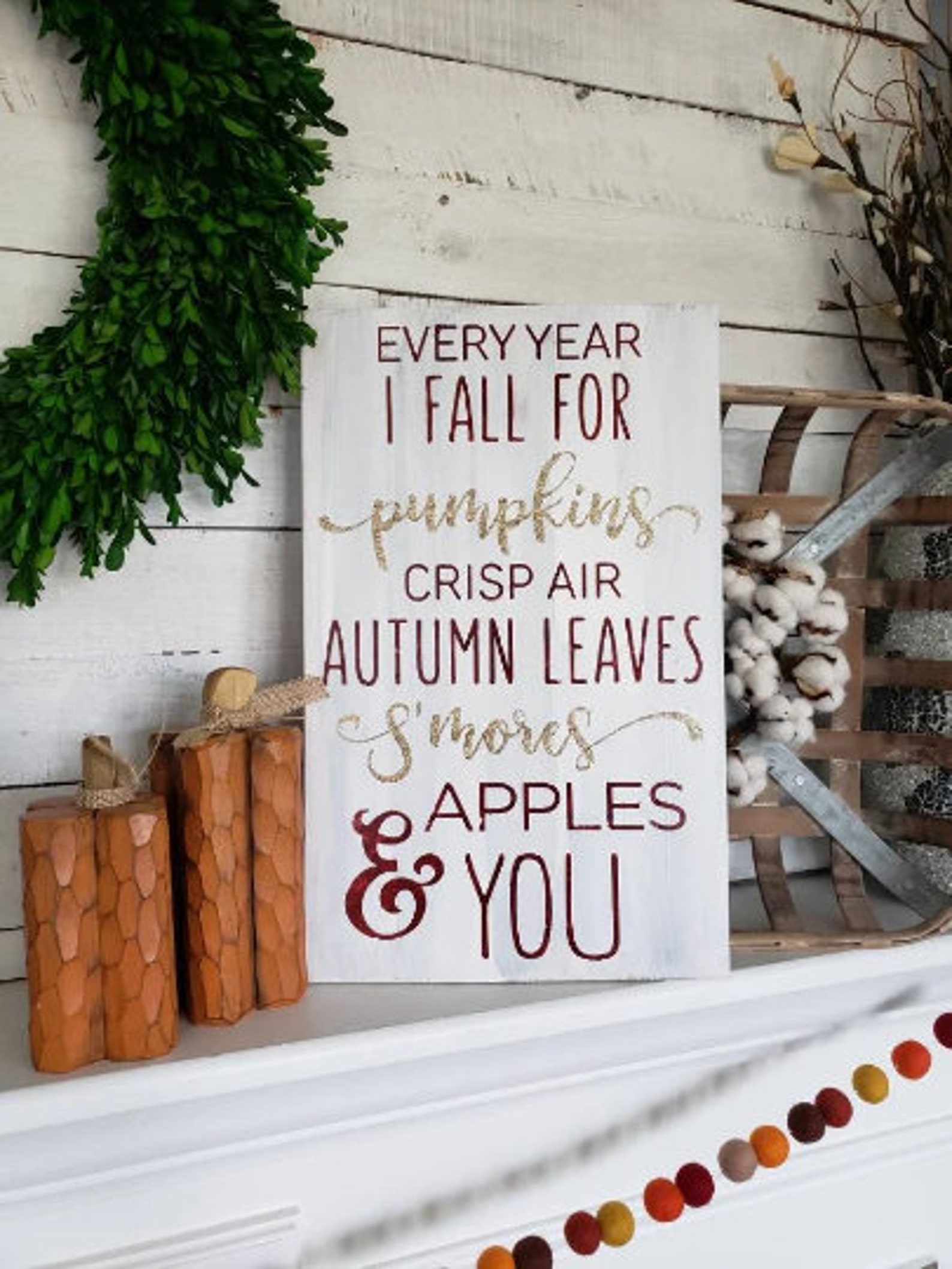 Every Year I Fall for Wood Sign I Autumn Decor I Pumpkins I Fall Sign I ...