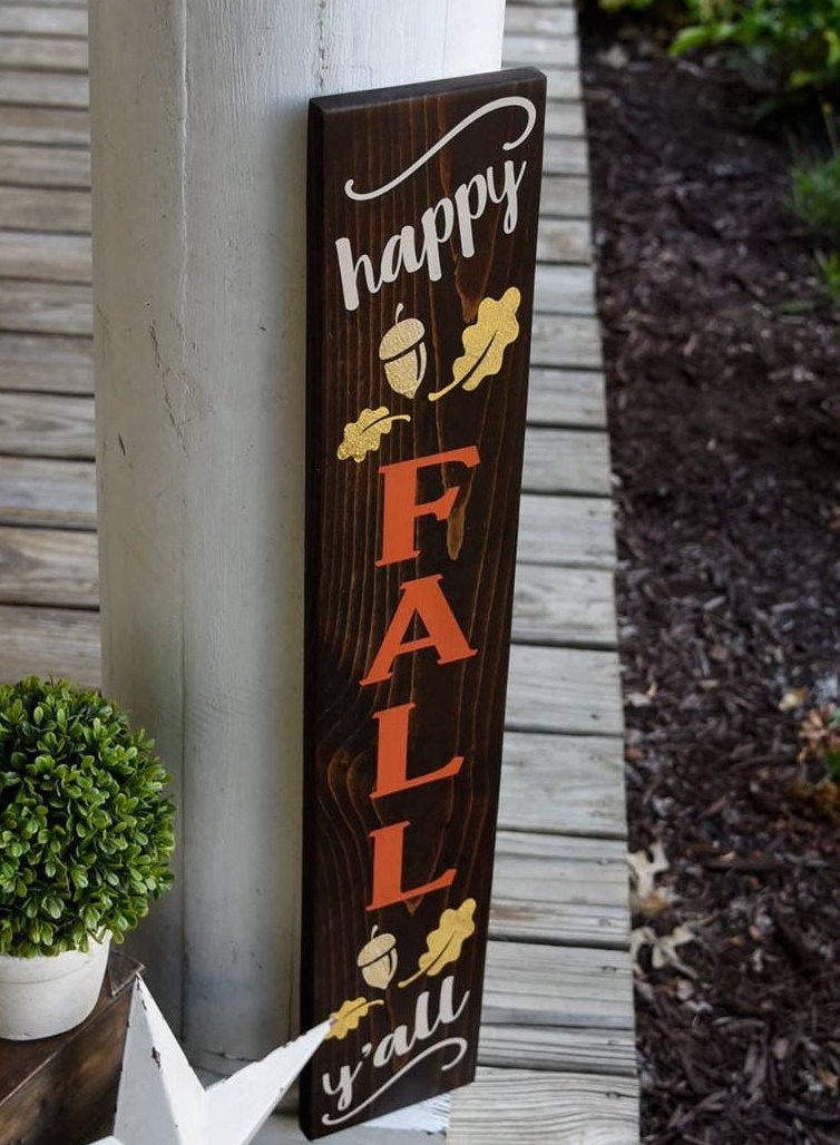 Happy Fall Y'all porch sign I Happy Fall sign I fall | Etsy