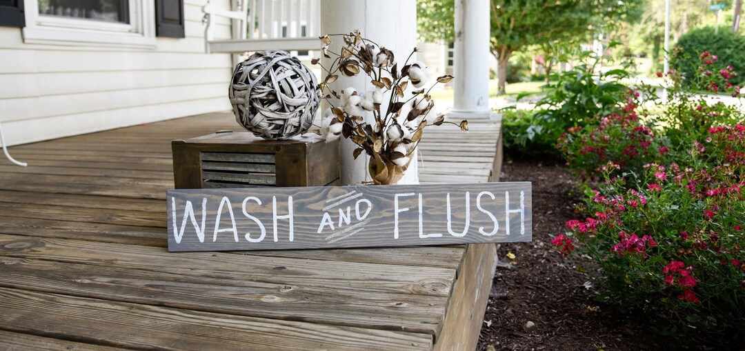 Wash and Flush Wood Sign I Bathroom Sign I Bathroom Decor I Bathroom I ...