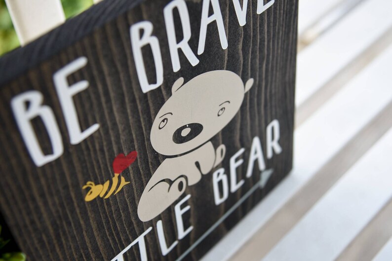 Be brave little bear wood sign I nursery room decor I | Etsy