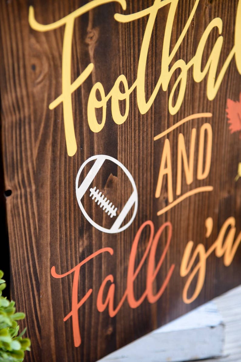 Football and Fall Y'all Wood Sign I Football Sign I Football Decor I ...