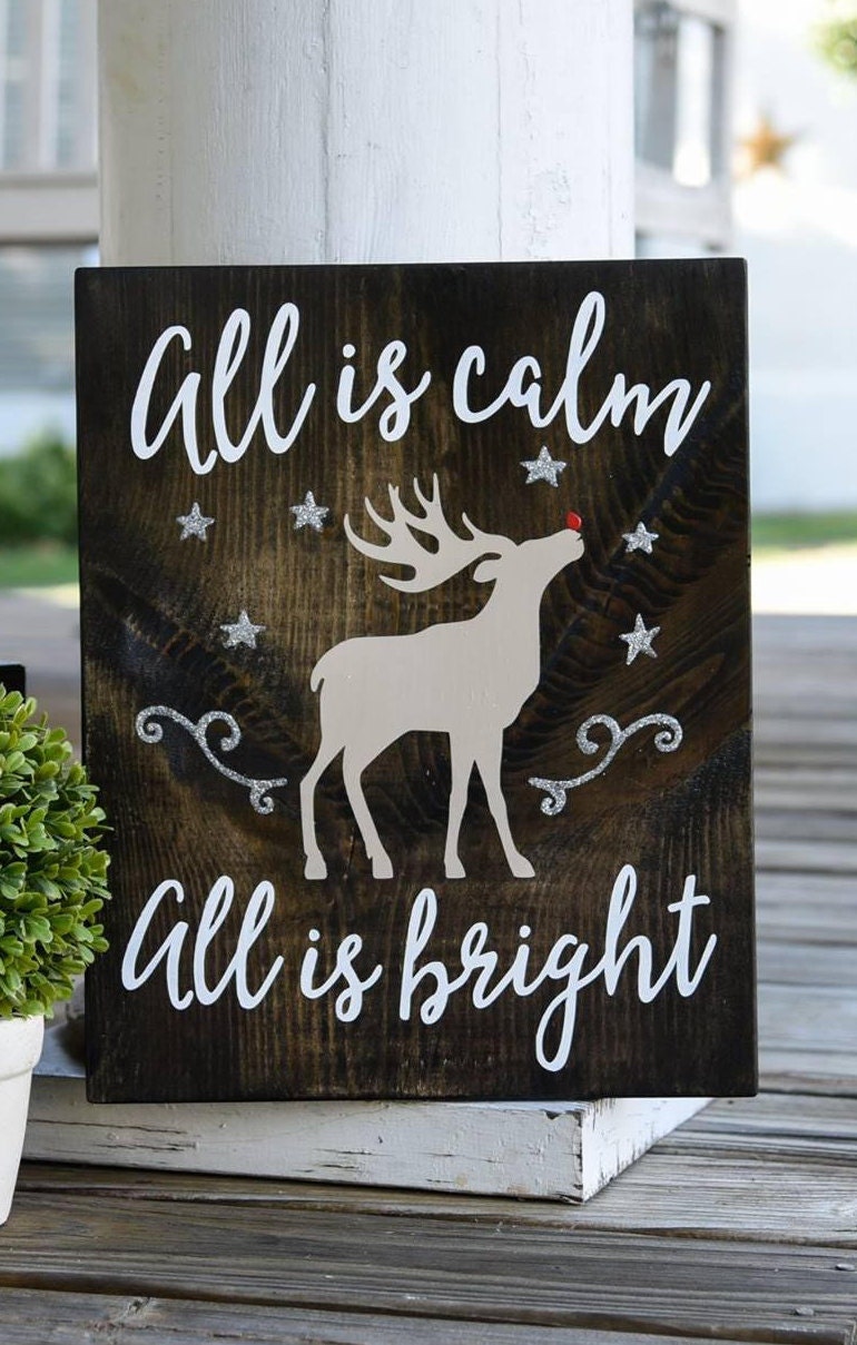 All is calm all is bright wood sign I Christmas I | Etsy