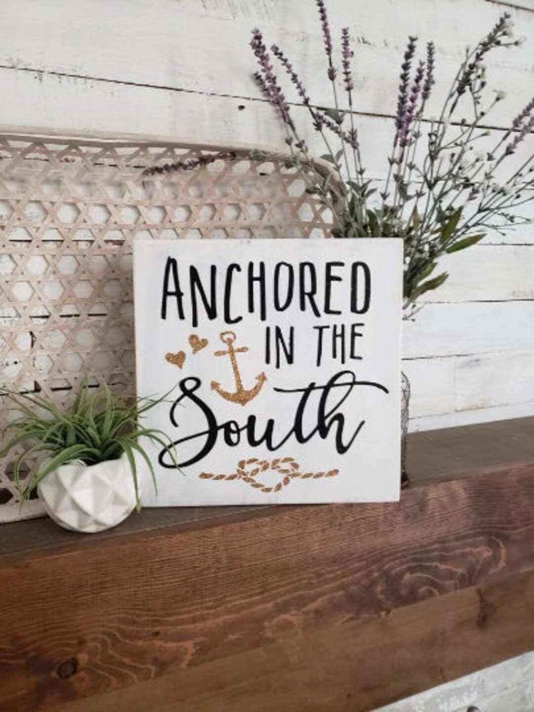 Anchored in the South Wood Sign I Southern Sign I Wood Sign I Anchor ...