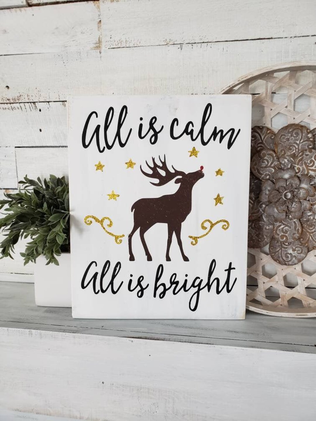 All is Calm All is Bright Wood Sign I Christmas I Christmas Sign I ...