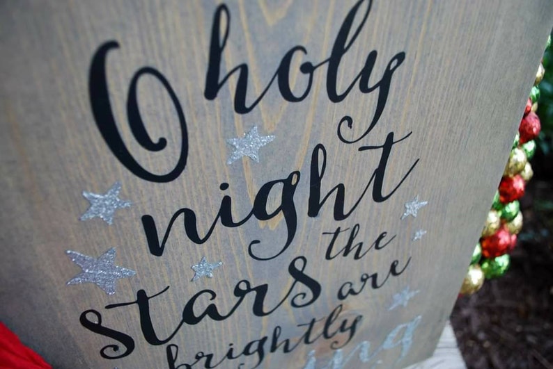 The Stars Are Brightly Shining Wood Sign I Oh Holy Night I Christmas ...