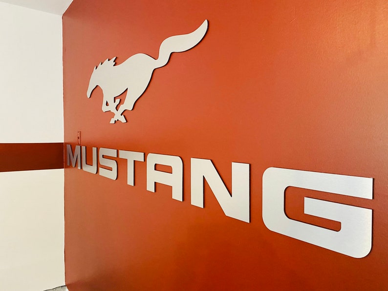Mustang Garage Sign 9 Feet Long Brushed Silver - Etsy