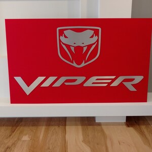 Viper SRT-10 Text and Fangs Logo Combo Garage Sign 6 Feet Long Brushed ...