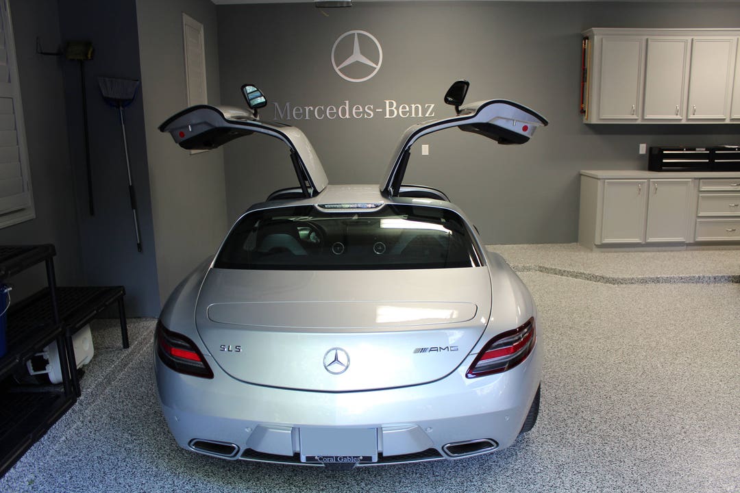 Mercedes Benz Star & Text Combo Garage Sign 6 Feet Long Brushed Silver ...