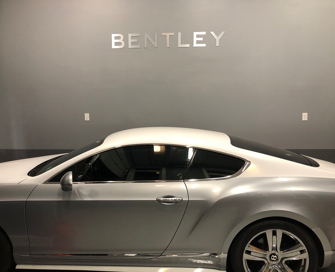 Bentley Logo & Letters Combo Brushed Silver Garage Sign - Etsy