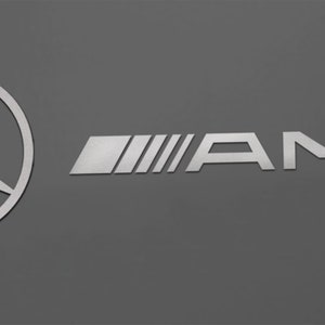 Mercedes Benz Star & AMG Combo Garage Sign 6 Feet Long Brushed Silver ...