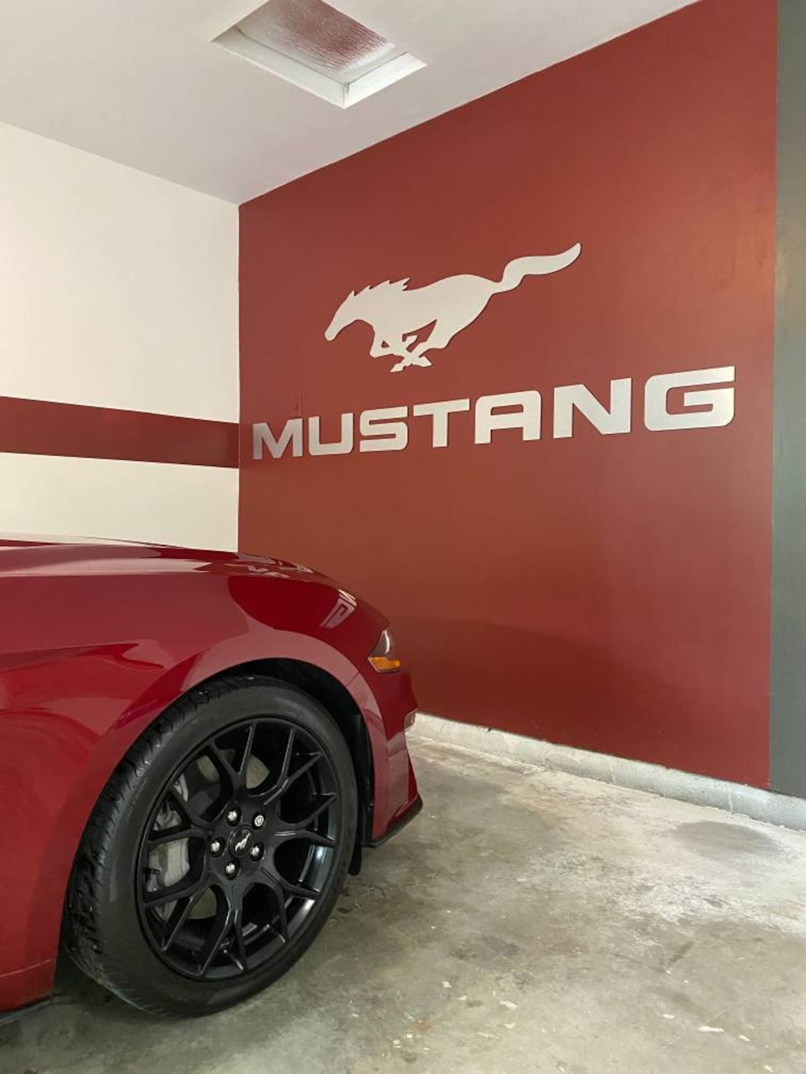 Mustang Pony and Letters Combo Garage Sign 9 Feet Long Brushed Silver ...