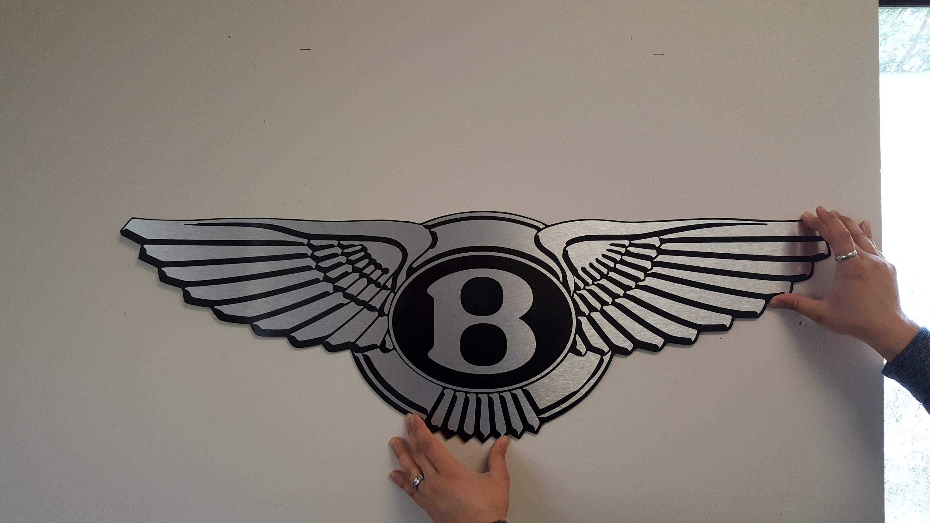 Bentley Logo & Letters combo Brushed Silver Garage Sign | Etsy