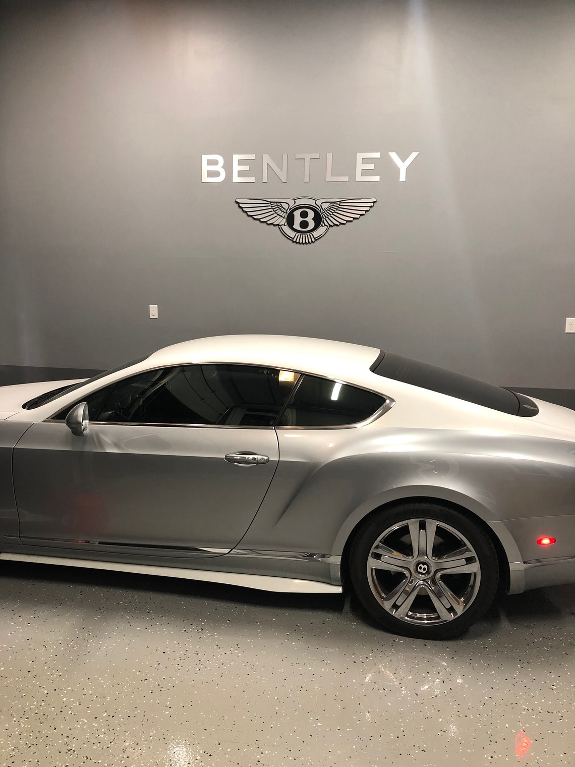 Bentley Logo & Letters Combo Brushed Silver Garage Sign | Etsy