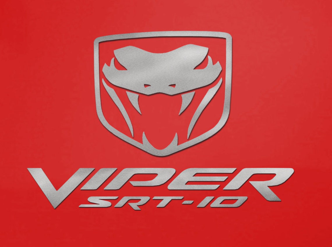 Viper SRT-10 Text and Fangs Logo Combo Garage Sign 6 Feet Long Brushed ...