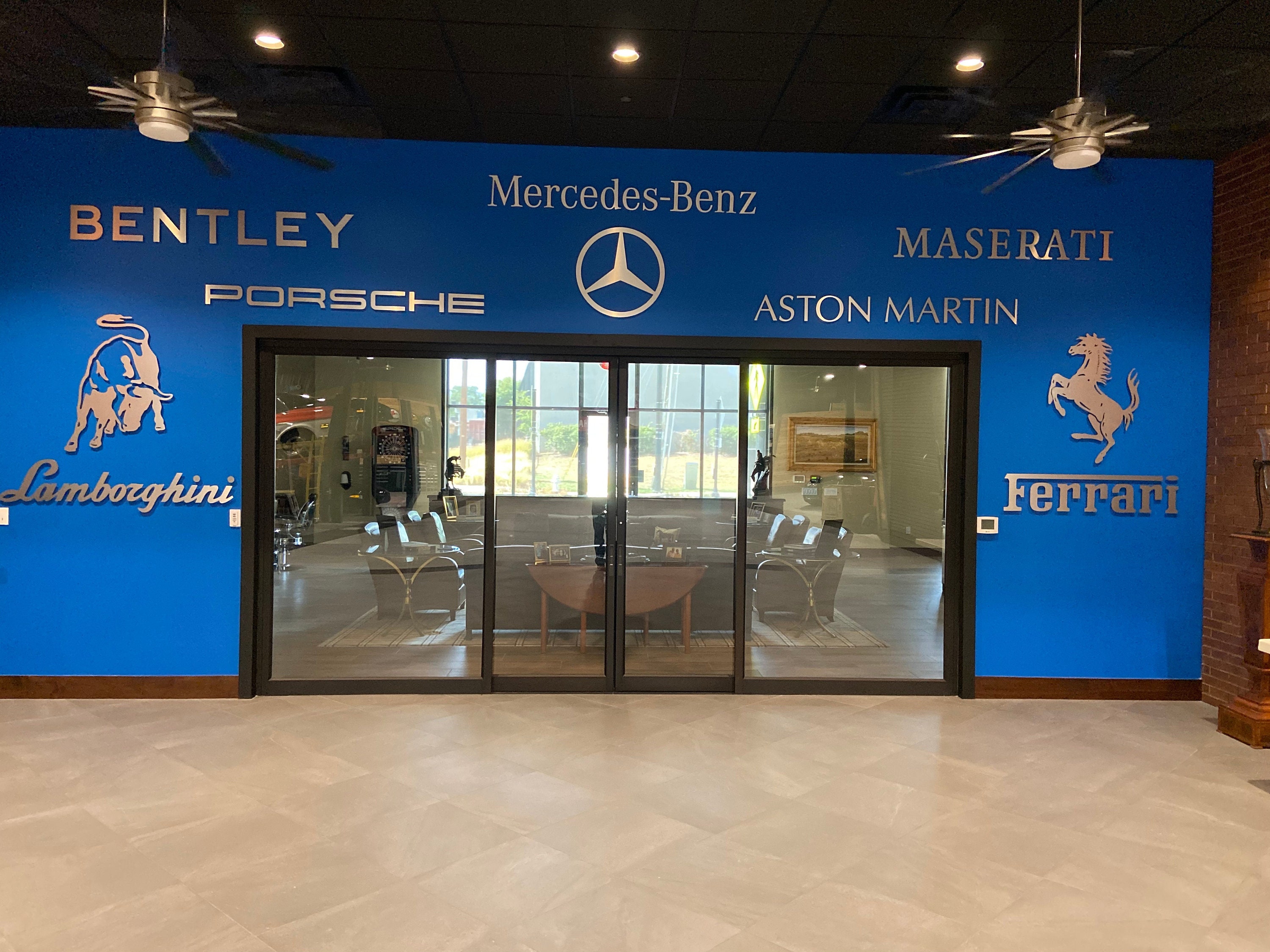 Mercedes Benz Star & Text Combo Garage Sign 6 Feet Long Brushed Silver ...