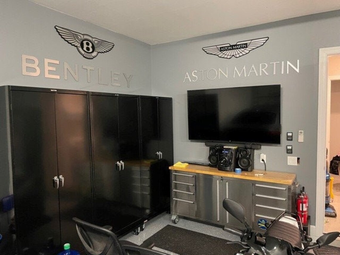 Bentley Logo & Letters Combo Brushed Silver Garage Sign | Etsy