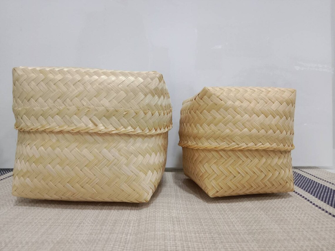 Bamboo Rice Container, Woven Bamboo Sticky Rice Box. - Etsy