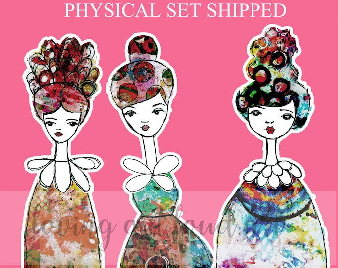 Collage Paper Doll Sticker Set 2 Mixed Media Paper Dolls Stickers ...