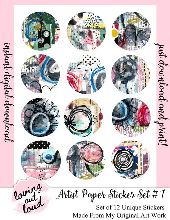 Artistic Circle Stickers Original Messy Art - Etsy