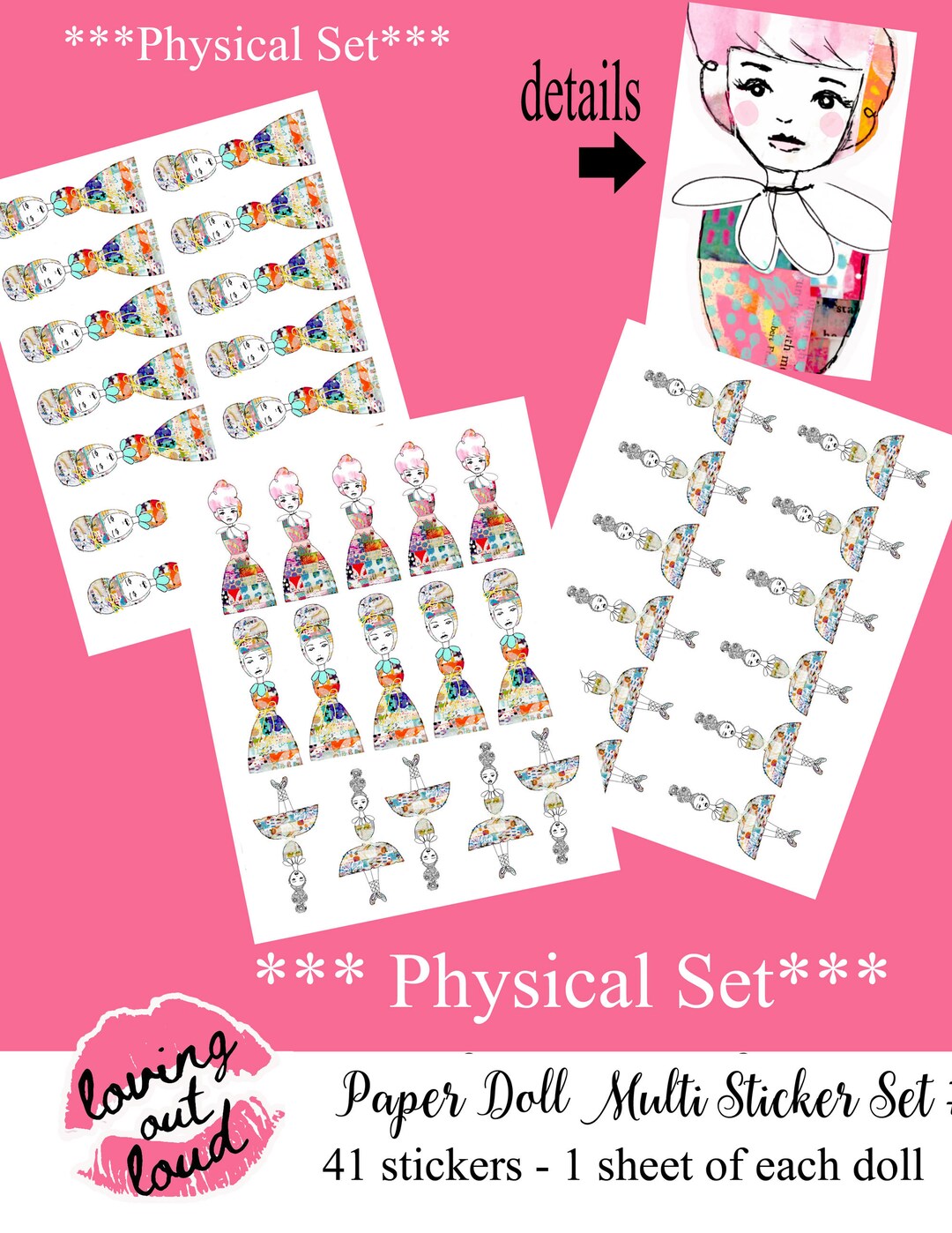 Paper Doll Sticker Set 1 BUNDLE Collage Mixed Media Paper Dolls ...