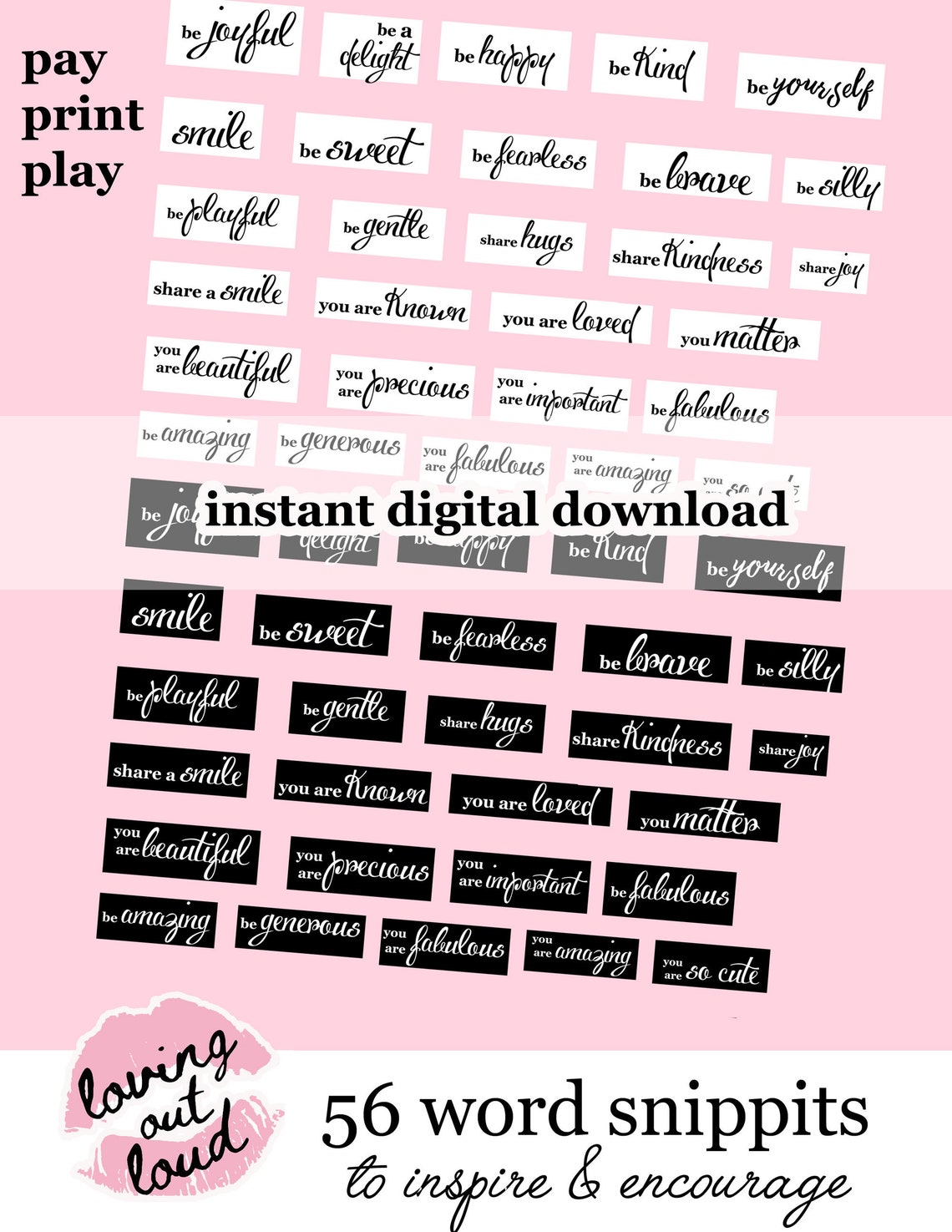 Digital Printable Print & Cut Word Art 56 Inspirational and Encouraging ...
